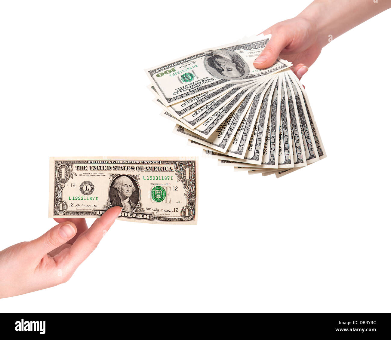 poor and rich concept with money isolated on a white background Stock ...
