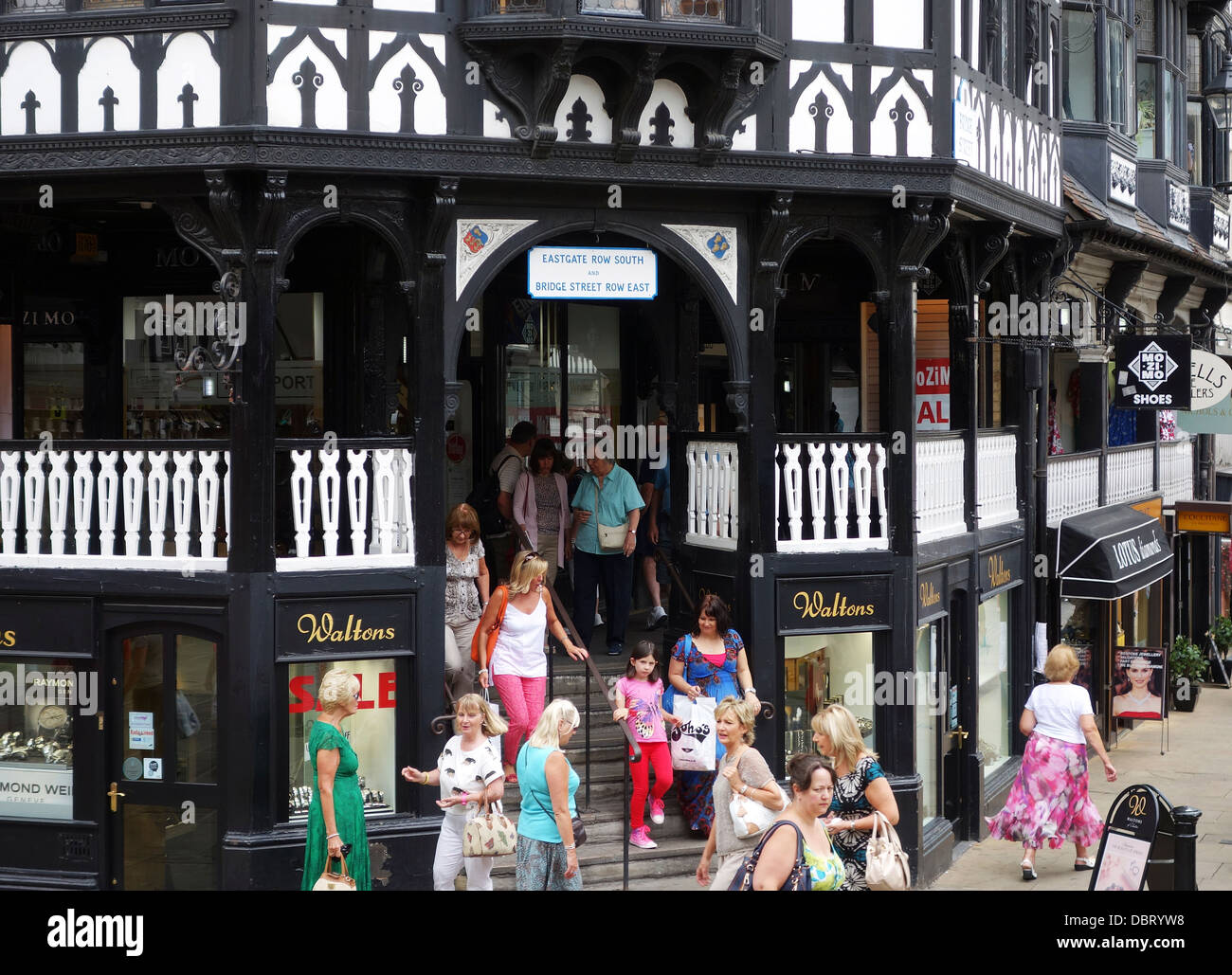 The " Rows " an old shopping arcade in Chester, England, UK Stock Photo ...