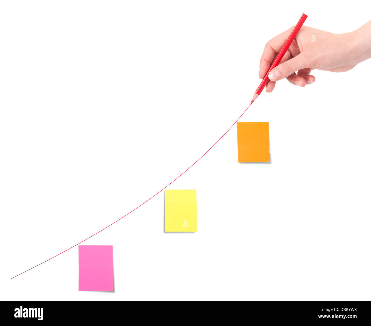 Hand drawing red line with pencil and color stickers isolated Stock ...