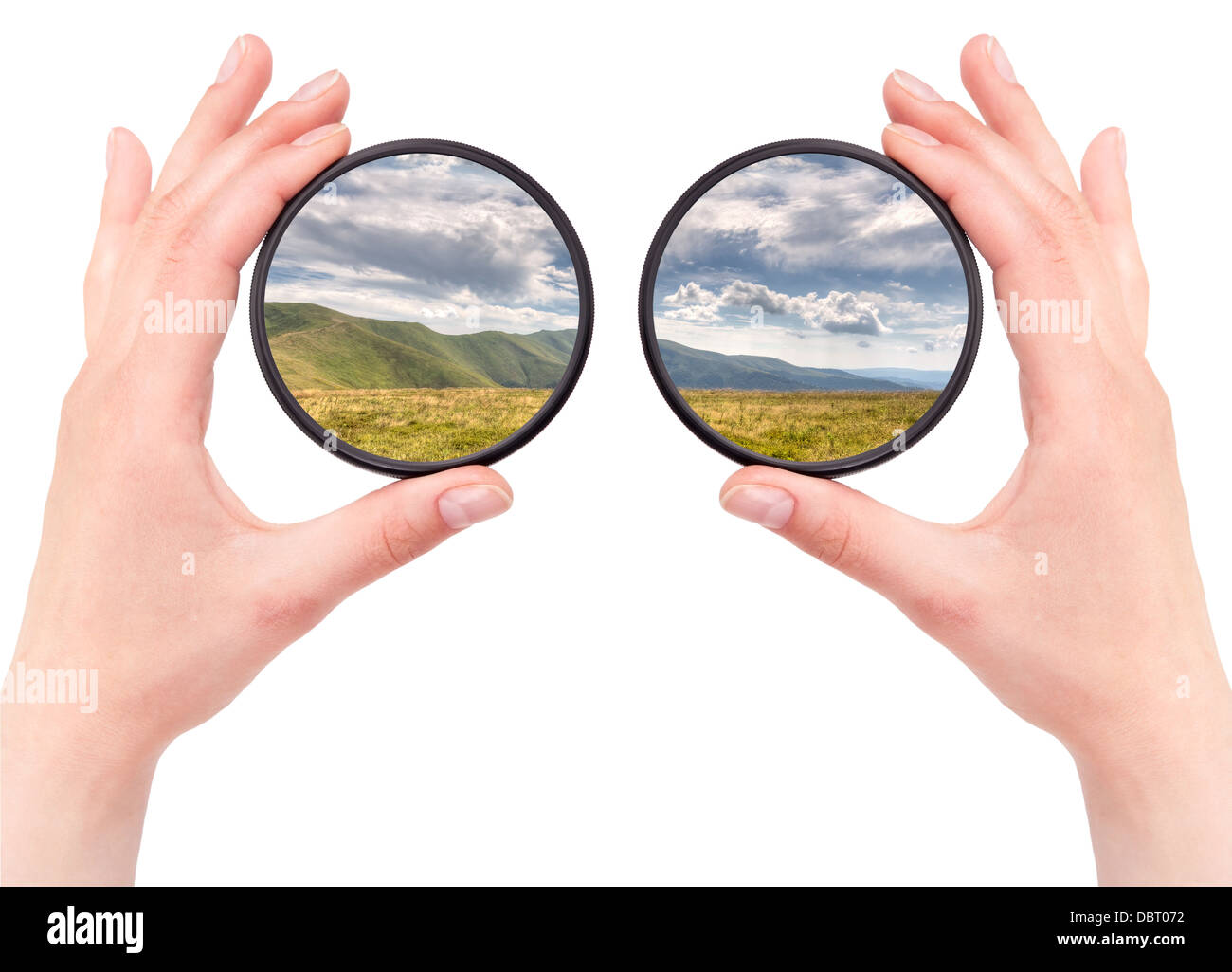 beautiful landscape throw camera filter isolated on a white background ...
