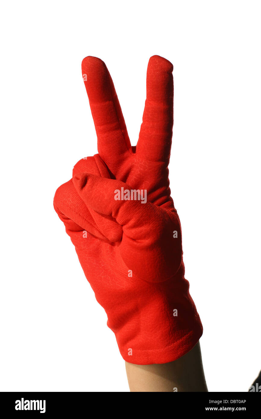 yo hand red fingers two Stock Photo - Alamy
