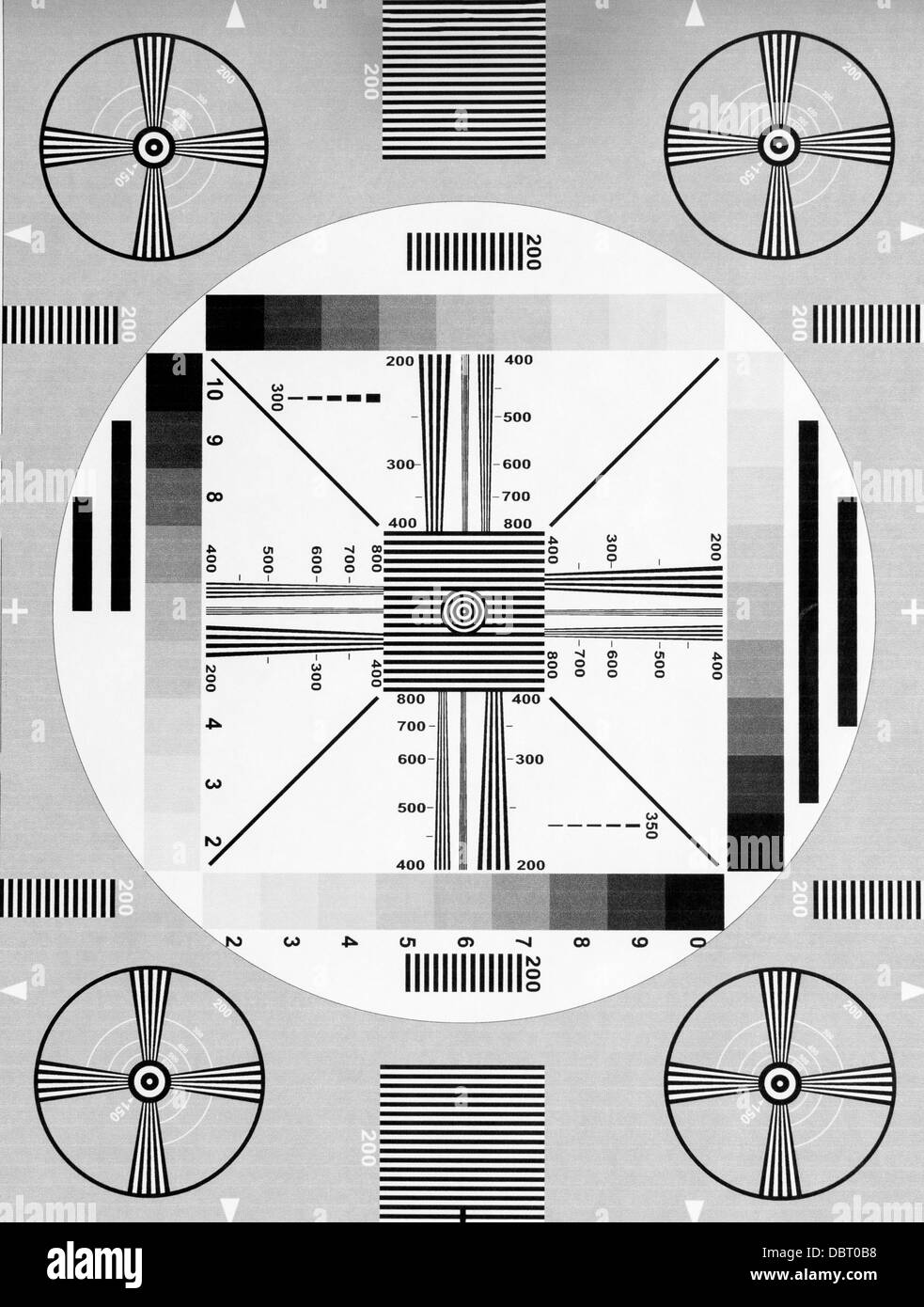 Black and white chart used to test for focus and exposure Stock Photo ...