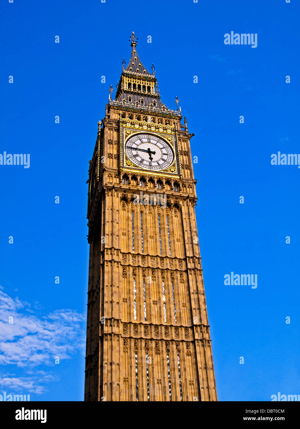 View of Big Ben, located at the north end of the Palace of Westminster ...