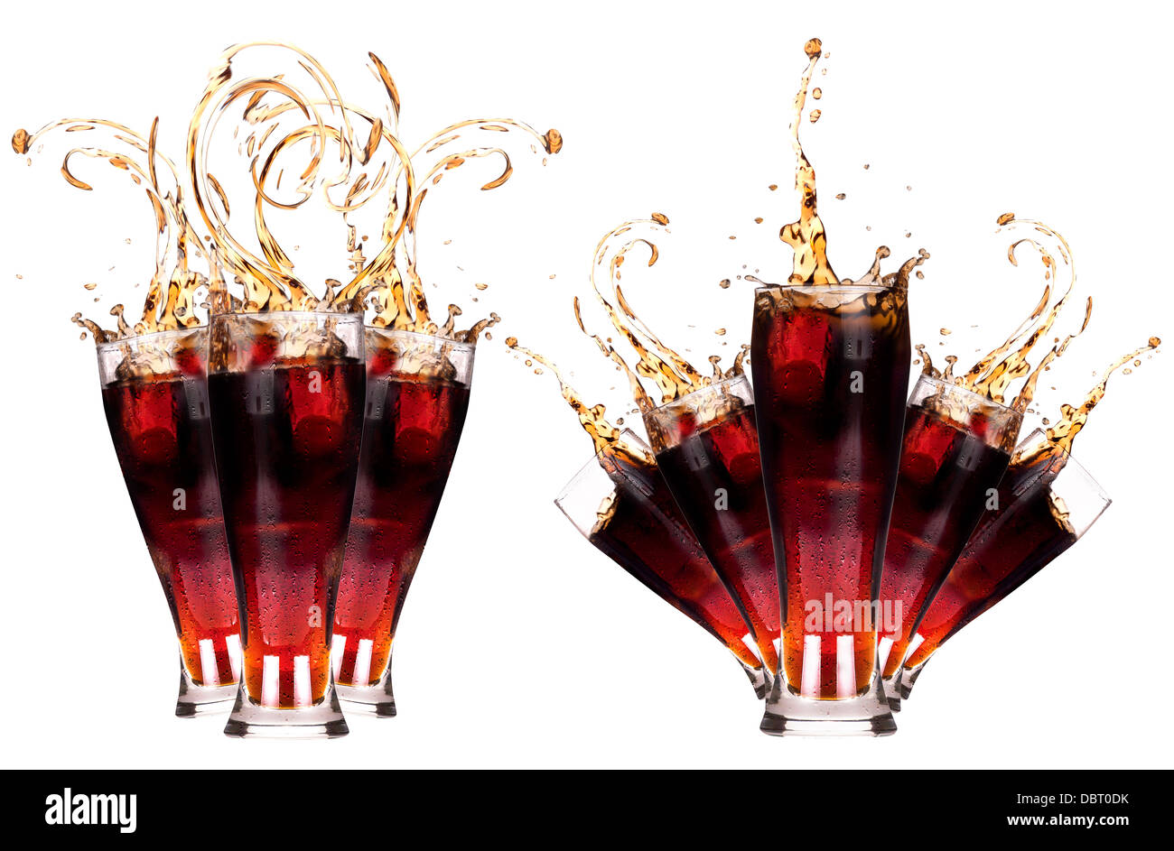 Fresh coke background with ice and splash isolated on a white Stock ...
