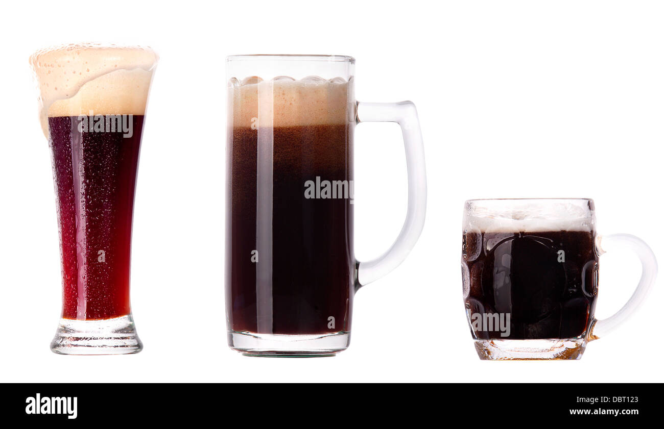beer glass collection isolated on a white background Stock Photo - Alamy