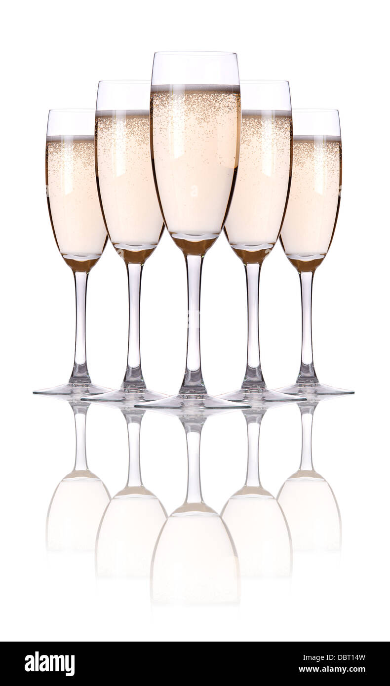 Champagne - christmas alcohol cocktail. Isolated on white background ...