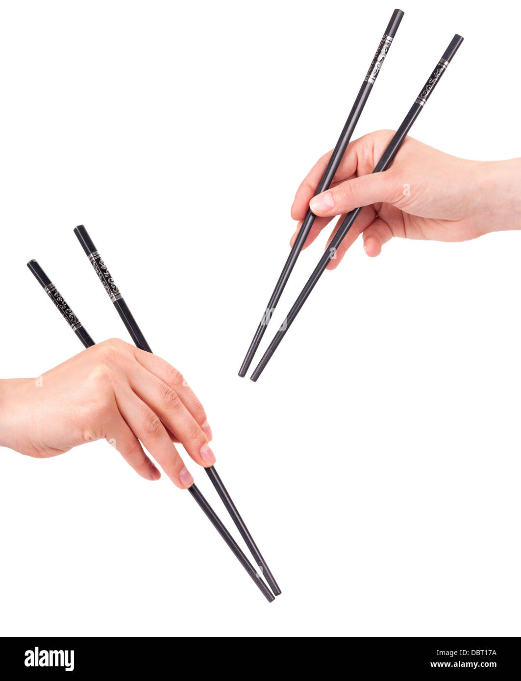Hand holding a pair of chopsticks, isolated on white background Stock ...