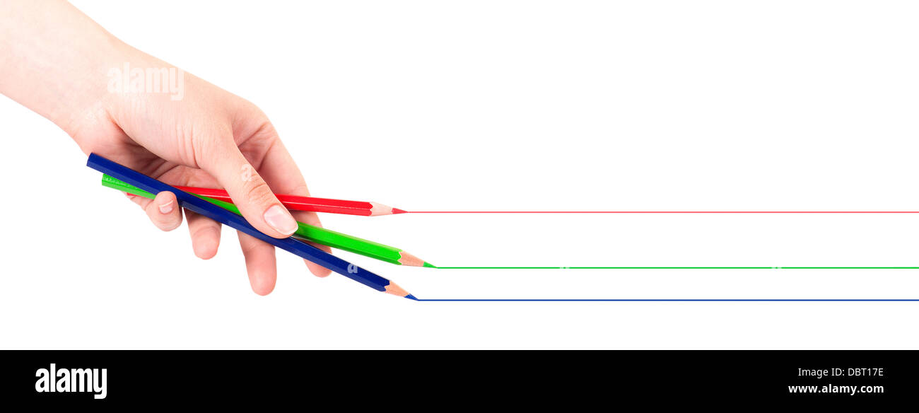 Hand drawing line with pencils isolated on a white background Stock ...