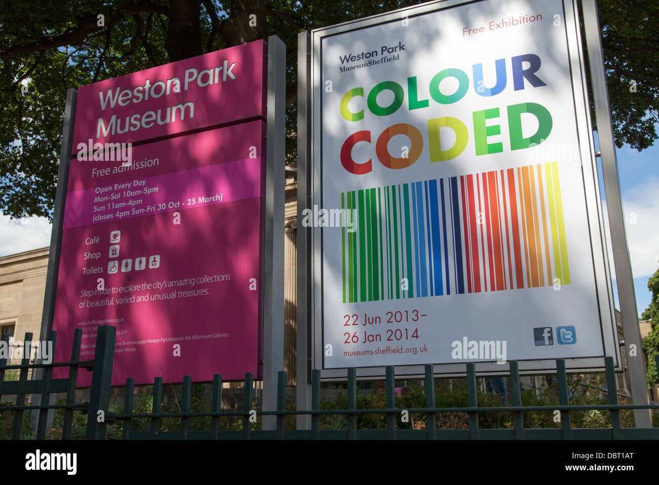 Notice board for Weston Park Museum Sheffield Stock Photo - Alamy