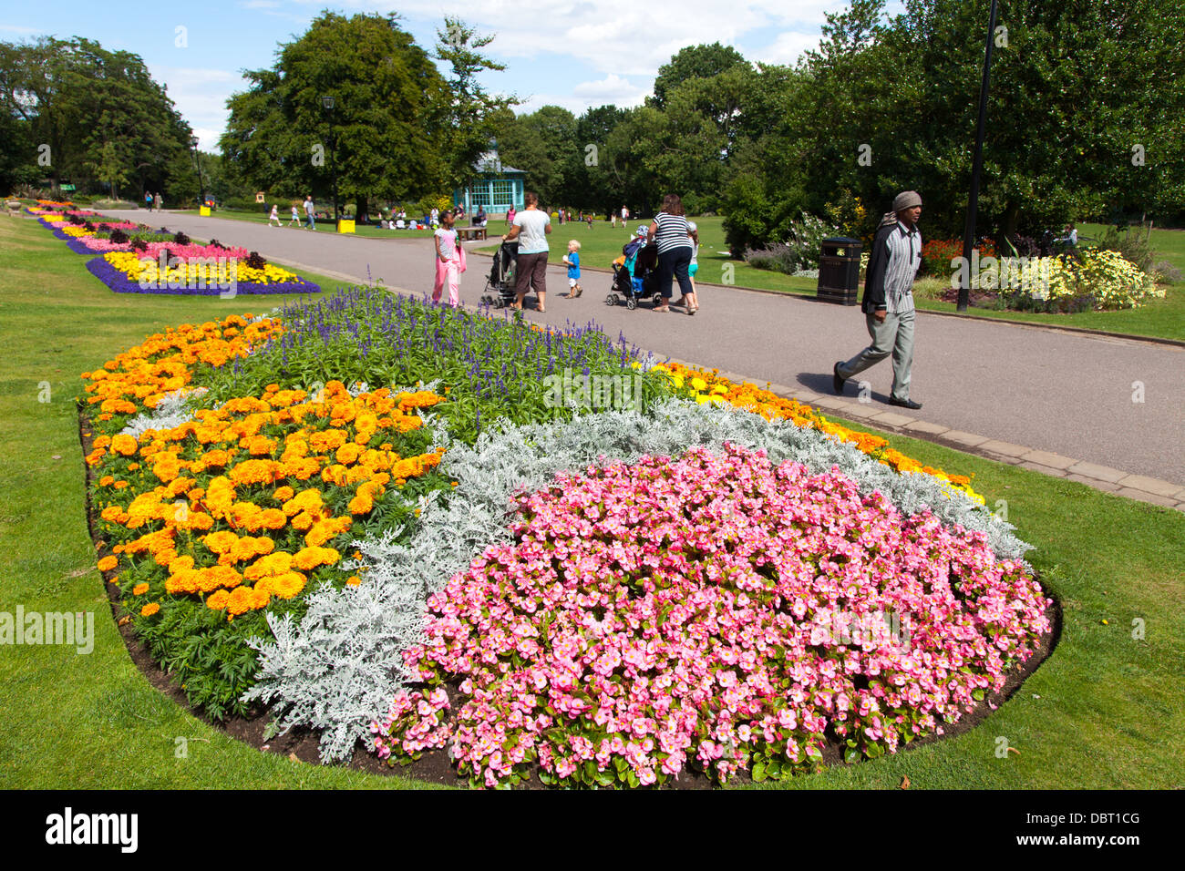 A sunny afternoon in Weston Park Sheffield. Colourful municipal ...