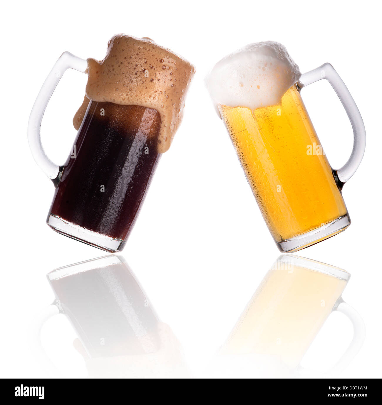 Pair beer glasses making toast hi-res stock photography and images - Alamy