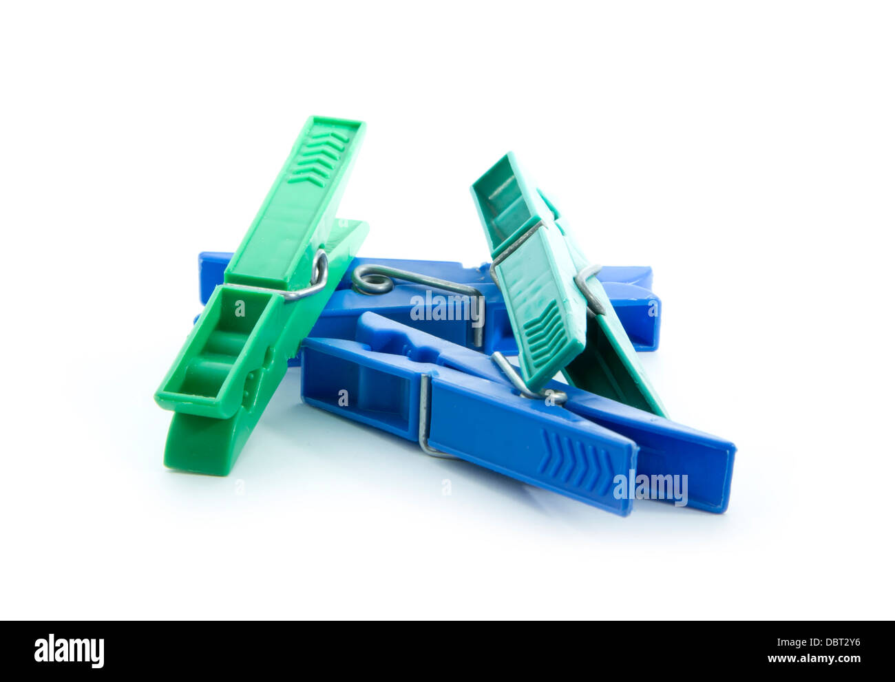 plastic clothes clips isolated on white background Stock Photo - Alamy
