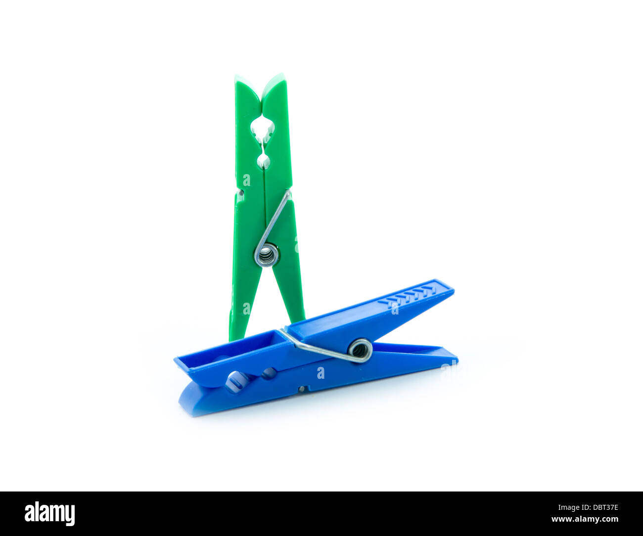 plastic clothes clips isolated on white background Stock Photo - Alamy