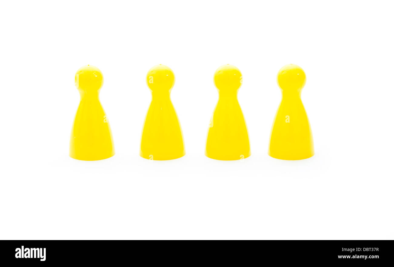 yellow play figures isolated on white background Stock Photo - Alamy