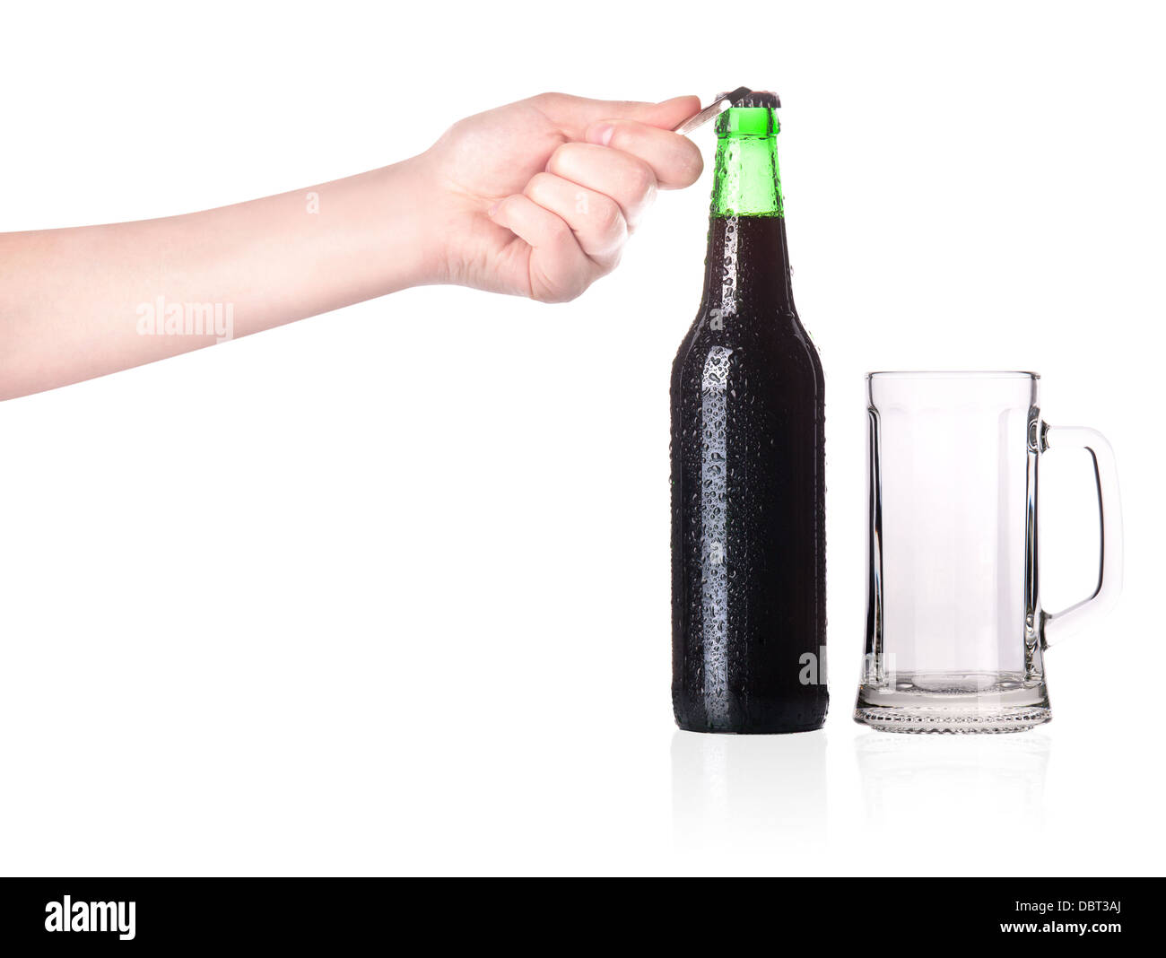 Hand holding opening beer bottle hi-res stock photography and images ...