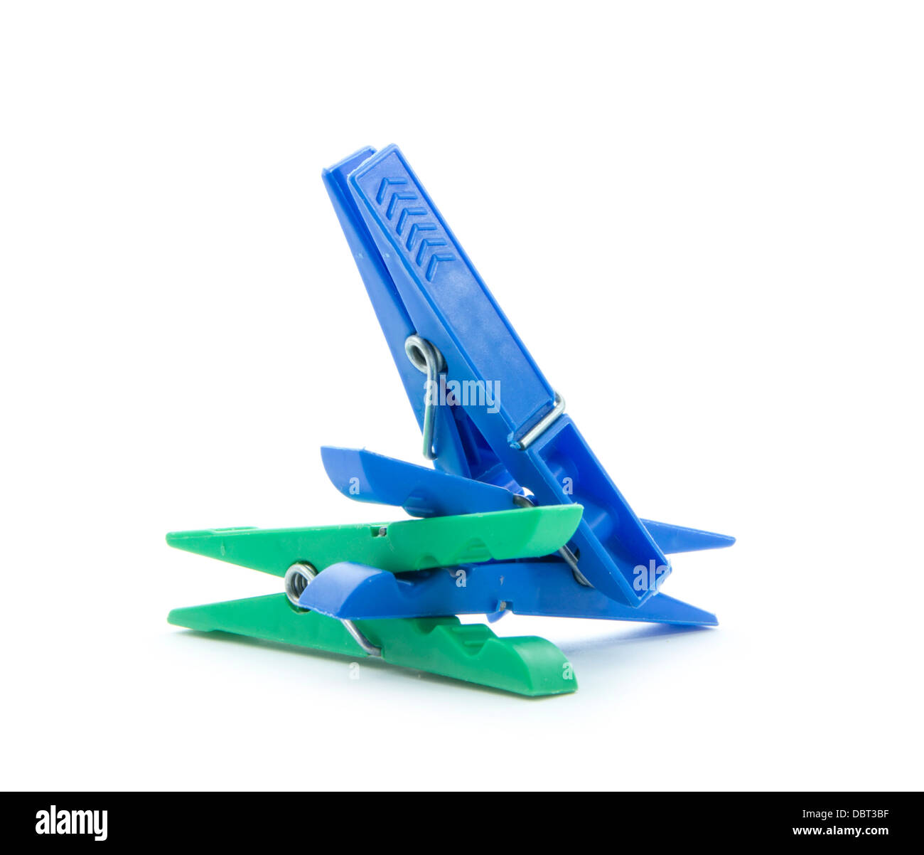 plastic clothes clips isolated on white background Stock Photo - Alamy