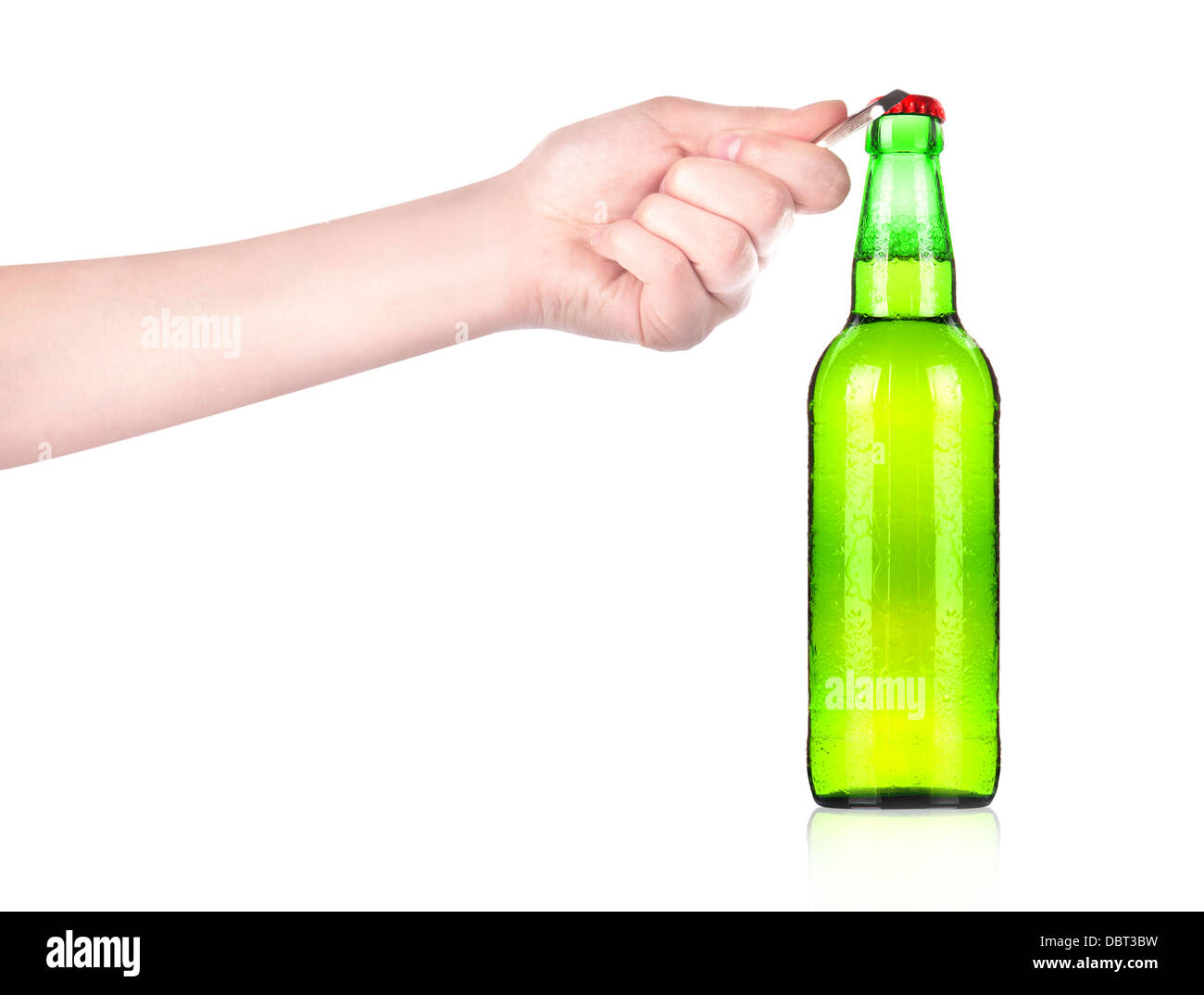Hand holding opening beer bottle hi-res stock photography and images ...