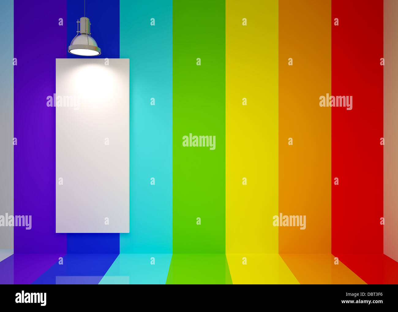 Banner on Lounge room in rainbow colors with city view Stock Photo - Alamy