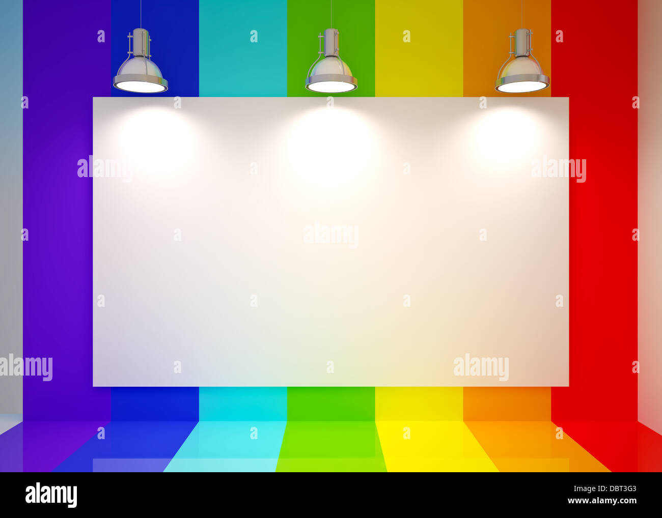 Banner on Lounge room in rainbow colors with city view Stock Photo - Alamy