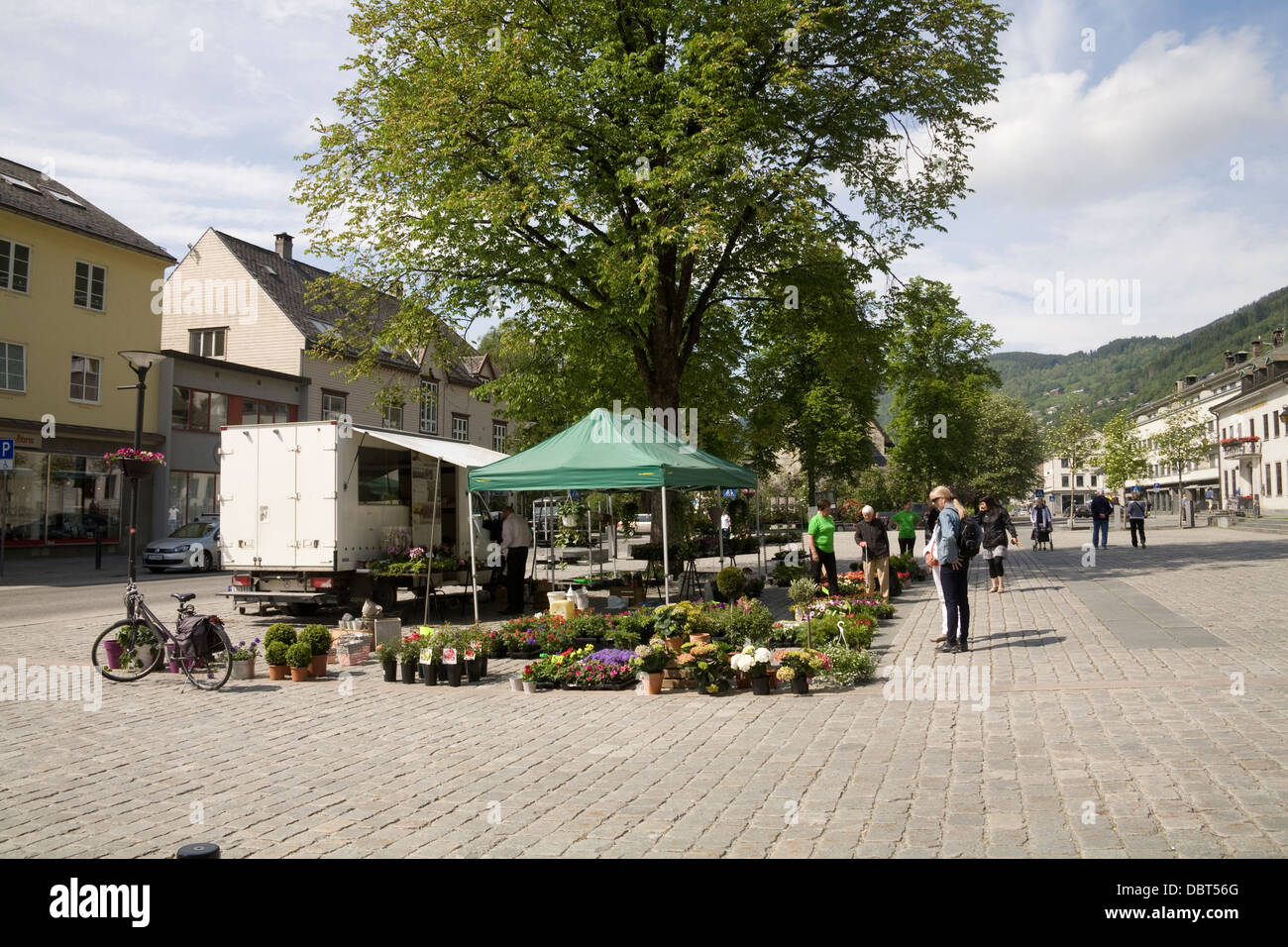Voss Hordaland Norway Europe market stall selling plants in ...