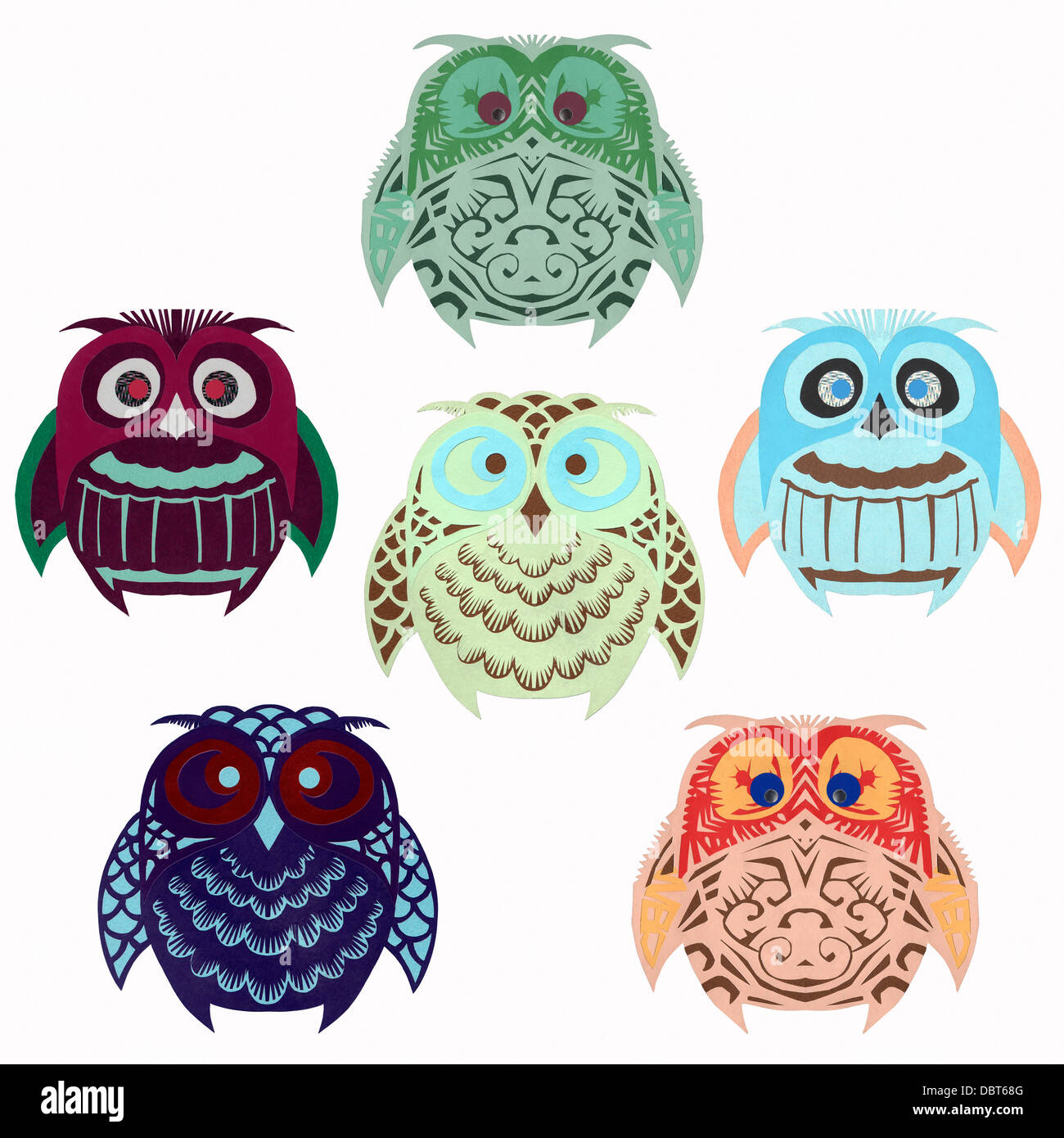 Set of owls Stock Photo - Alamy