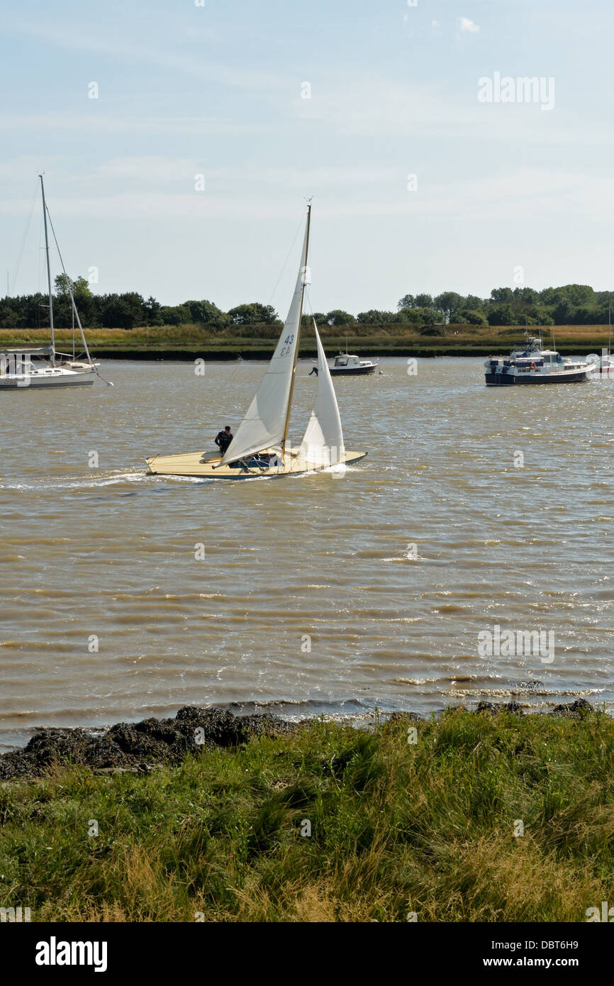 Sailing boat on the River Alde near Slaughden, Suffolk, UK Stock Photo ...
