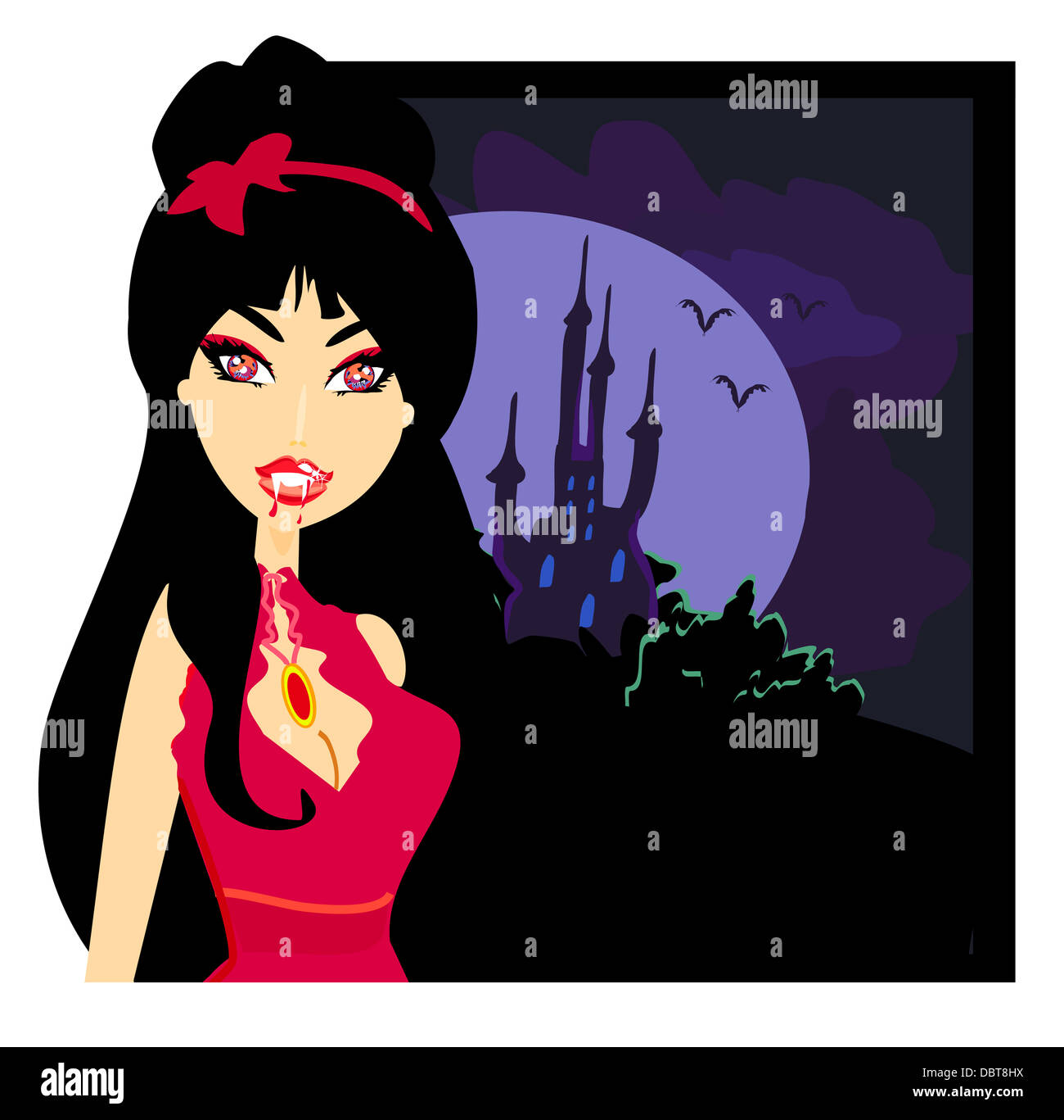 beautiful vampire on halloween background Stock Photo - Alamy