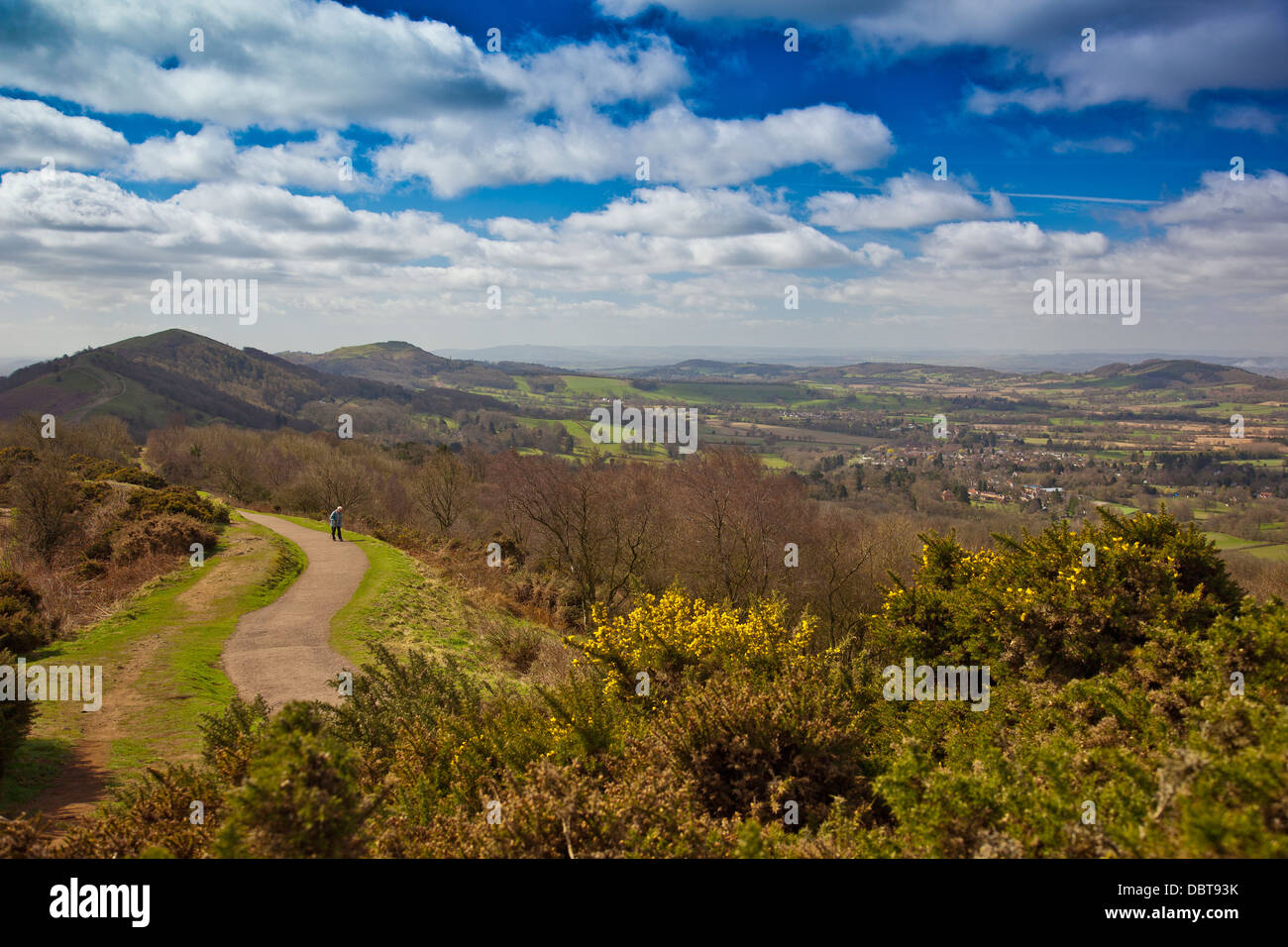 Looking south from the Worcestershire Beacon path in the Malvern Hills ...