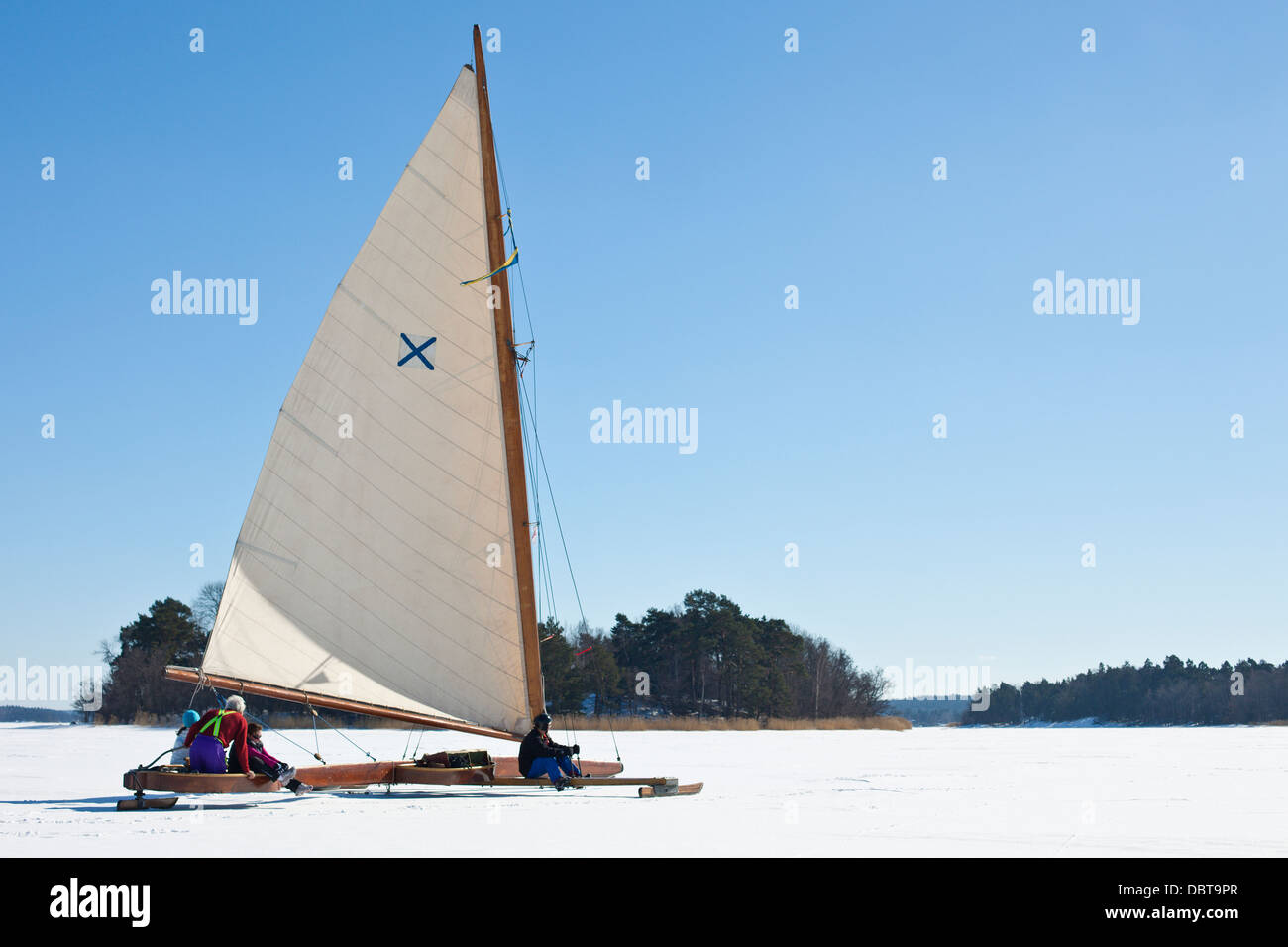 Ice sailing across frozen lake hi-res stock photography and images - Alamy