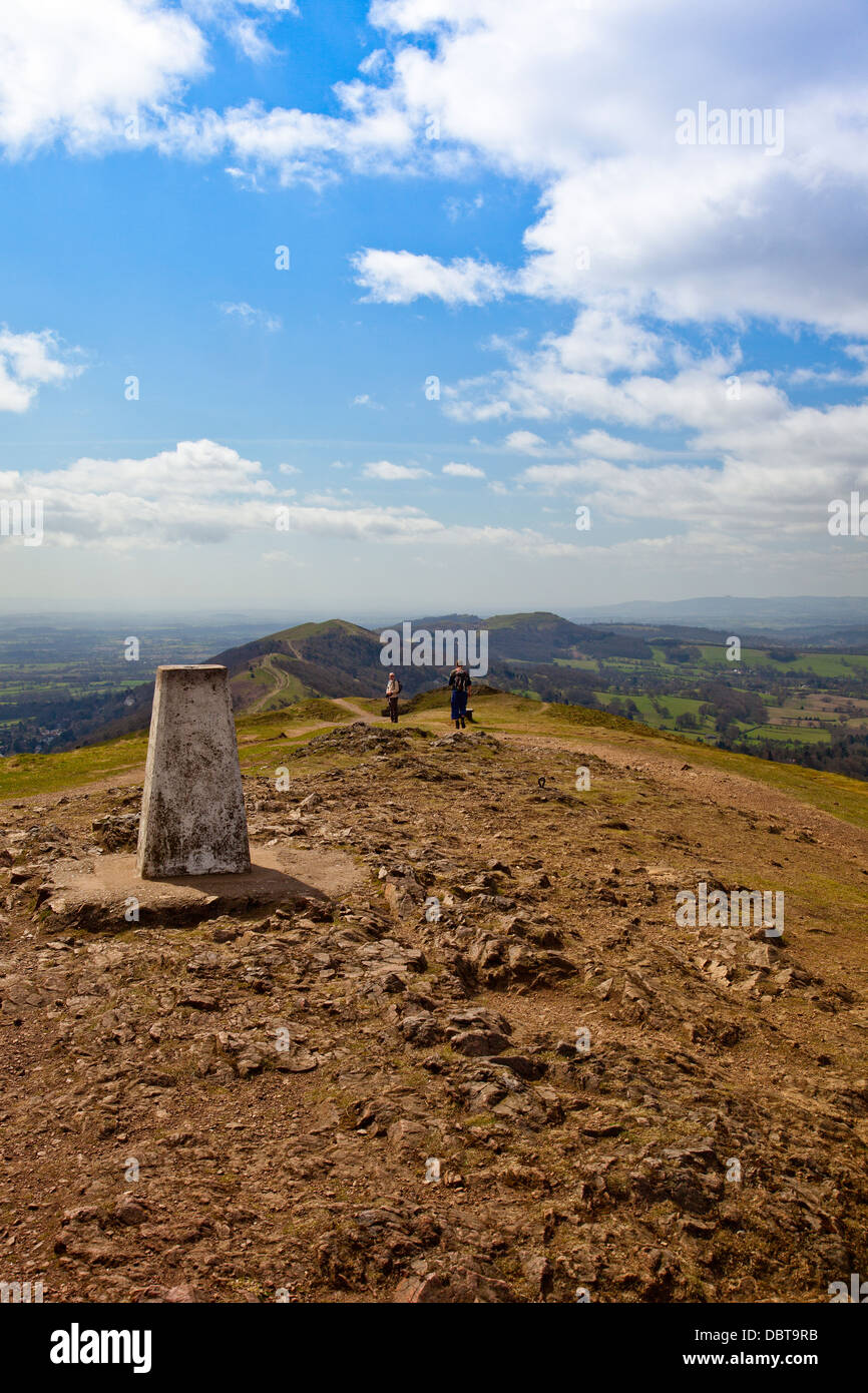 The trig point on the summit of Worcestershire Beacon 1,395ft, highest ...