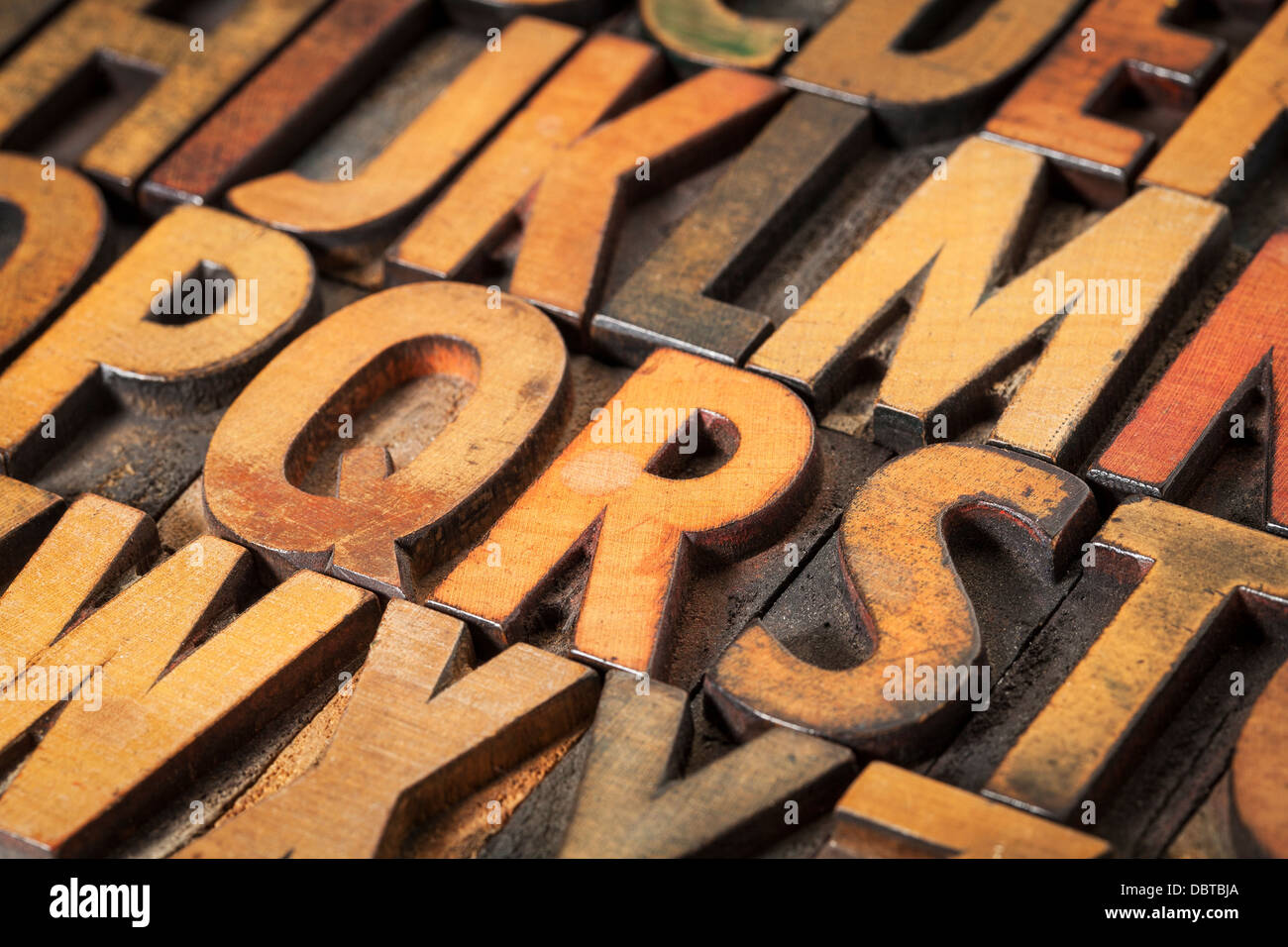alphabet abstract in vintage letterpress wood type printing blocks ...