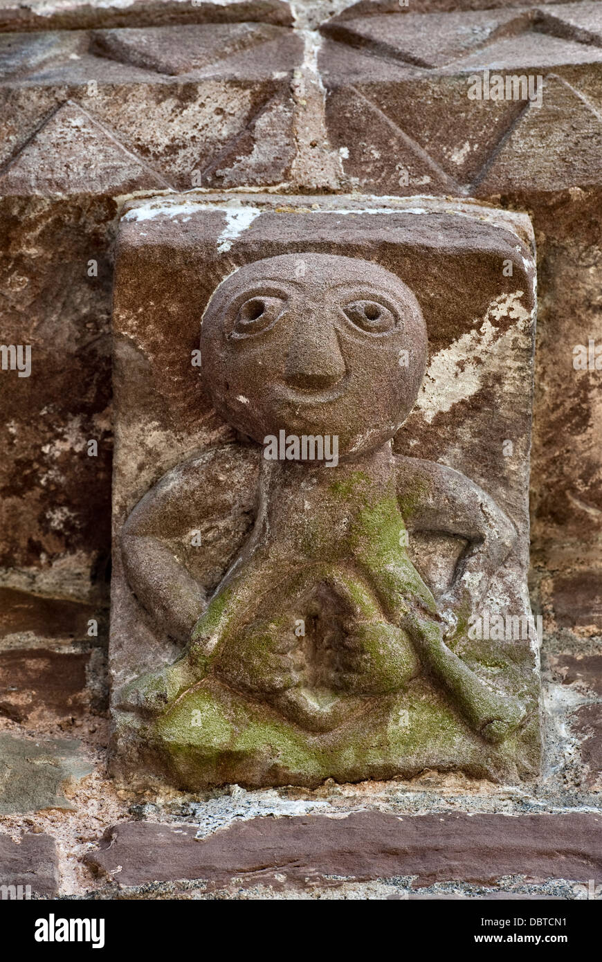 A carved stone corbel showing a sheela na gig, or fertility symbol, on ...