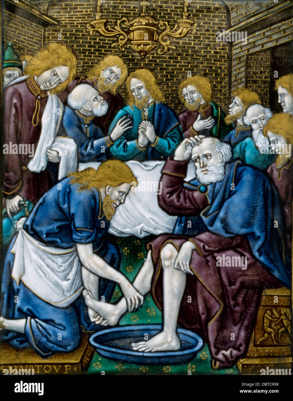 Plaque with Scene of Christ Washing the Feet of Peter 51.1.1a Stock ...