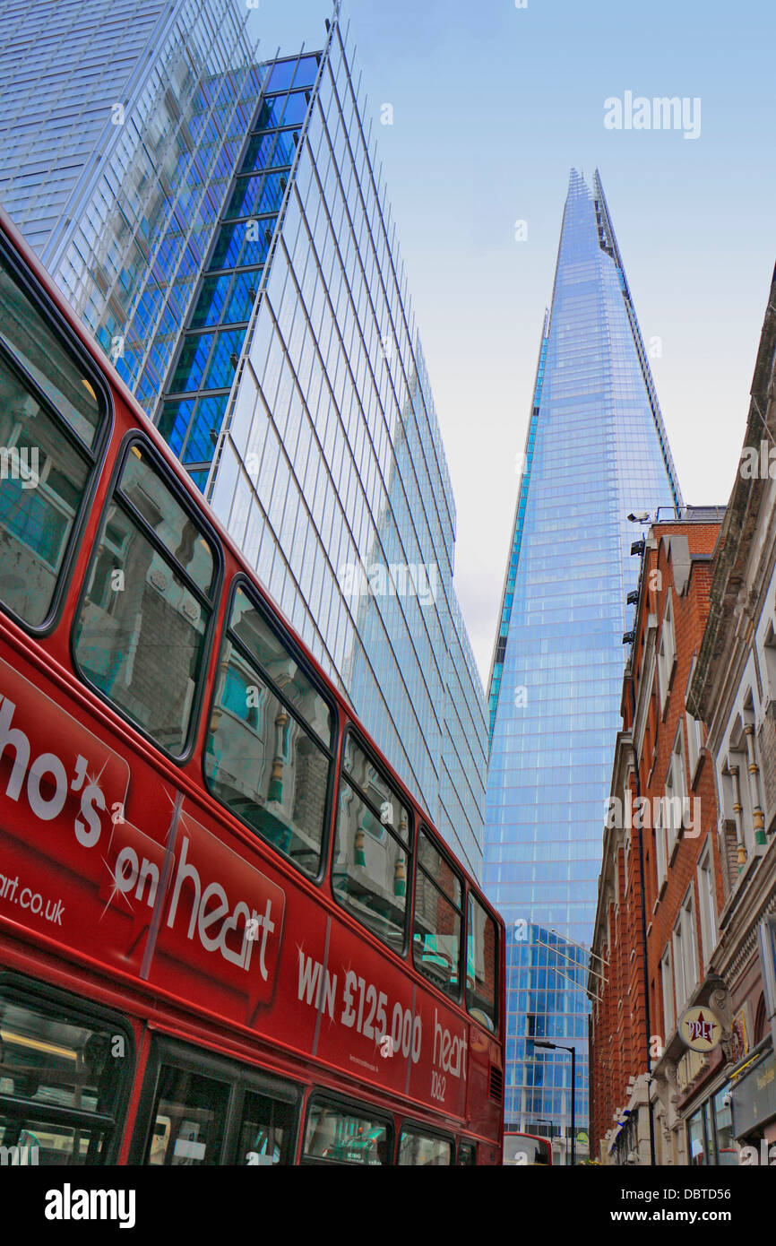 The Shard of glass, skyscraper London, England UK General view with red ...