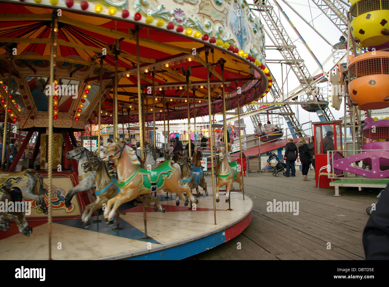 Different fair ground rides at Blackpool Stock Photo - Alamy