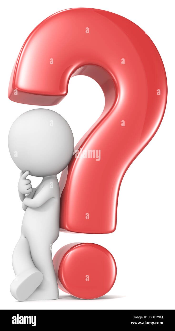 The Dude leaning against red question mark Stock Photo - Alamy