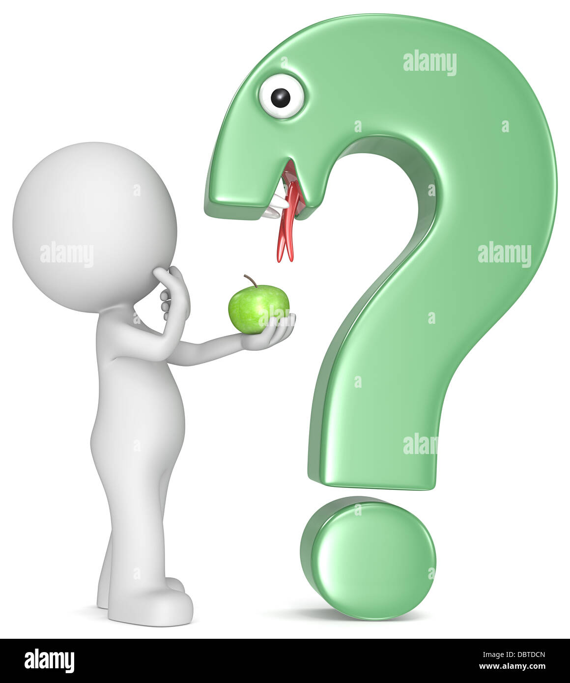 The Dude, an apple and a question mark made like a snake Stock Photo ...