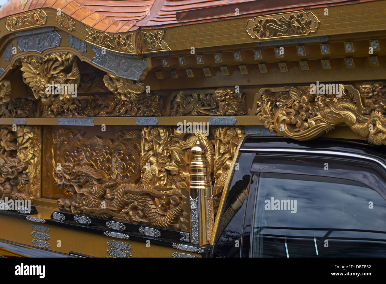 golden detail of Japanese hearse on display at New Forest & Hampshire ...