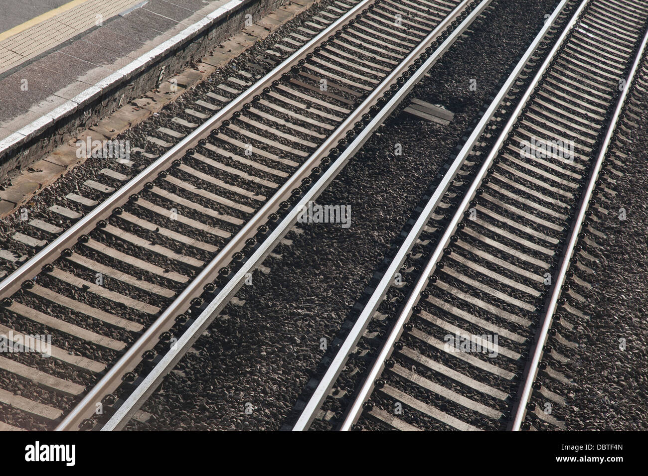 Railway Line Tracks and Station Platform Stock Photo - Alamy