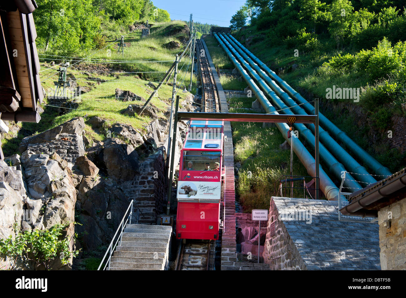 Switzerland, Canton Ticino, Ritom-Piora, Cable car rope Stock Photo - Alamy