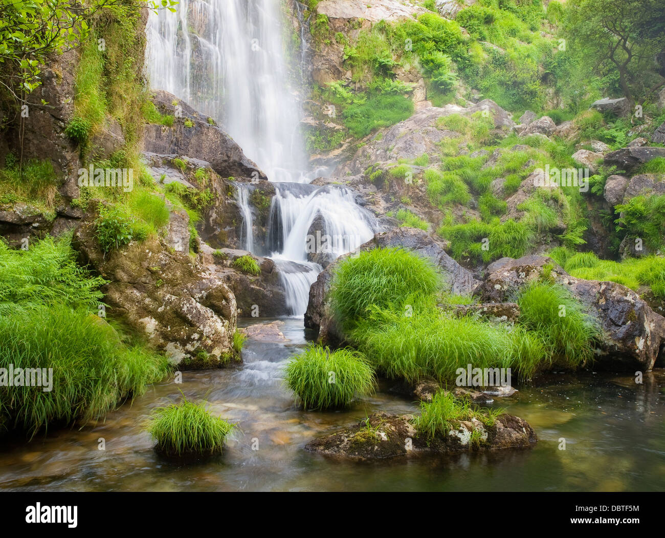 Waterfall and river in nature outdoors. This river is called Belelle ...