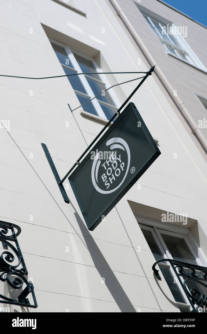 The Body Shop Sign, St Peter Port, Guernsey Stock Photo - Alamy