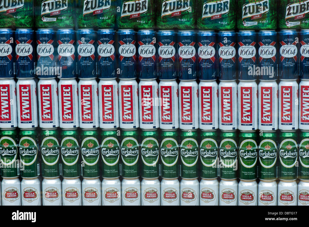 Polish beer window display London UK alcohol Stock Photo - Alamy