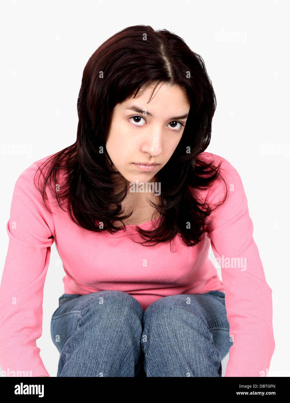 portrait of sad pretty young latina girl Stock Photo - Alamy