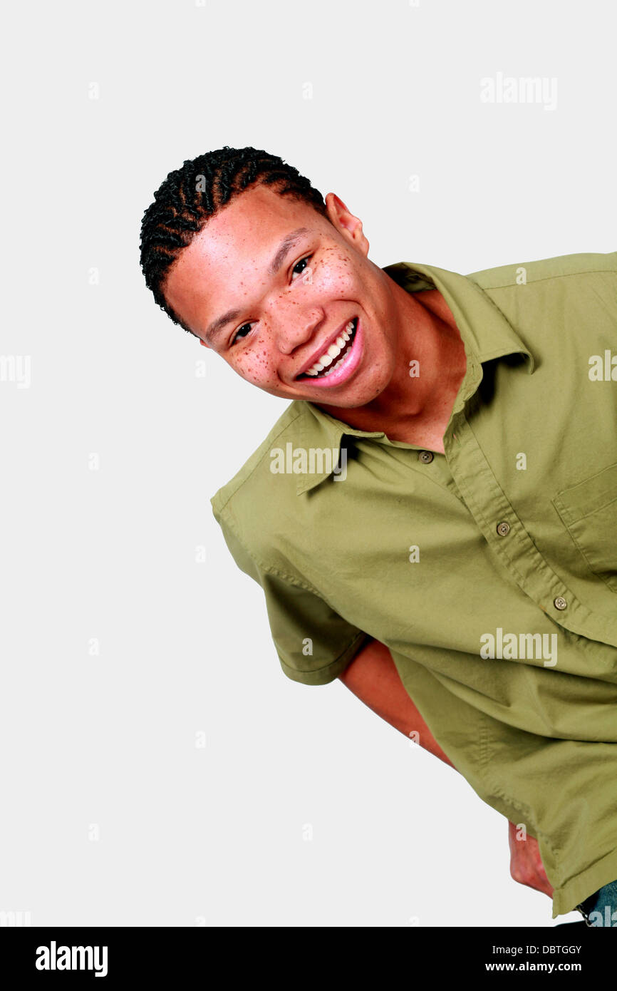 Cute African-American teen boy with great teeth smiling Stock Photo - Alamy
