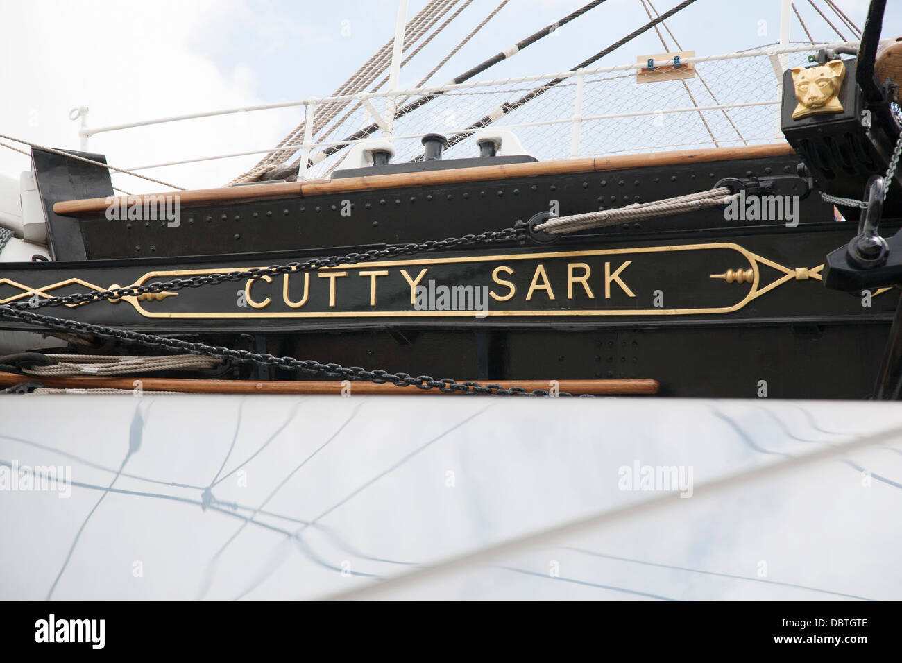 Cutty Sark Name on Ship, Greenwich, London, UK Stock Photo - Alamy
