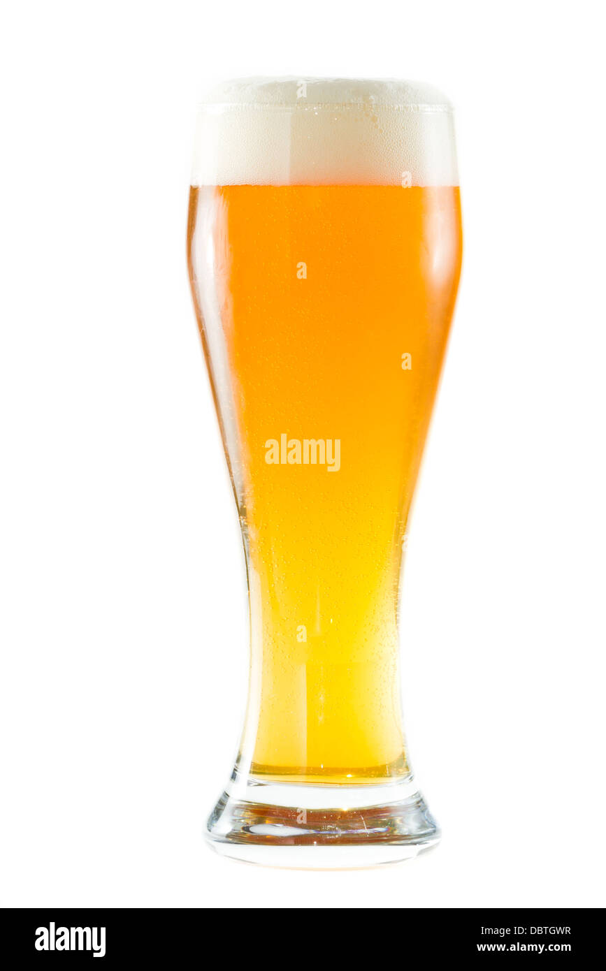 closeup of a light beer isolated on a white background Stock Photo - Alamy
