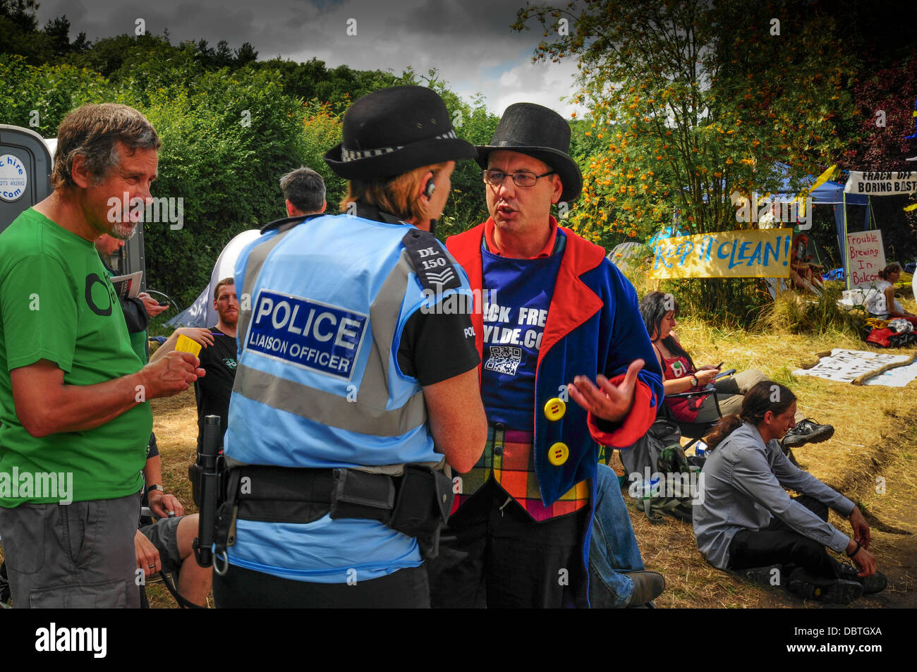 Police liaison officer at Balcombe protest site Stock Photo - Alamy