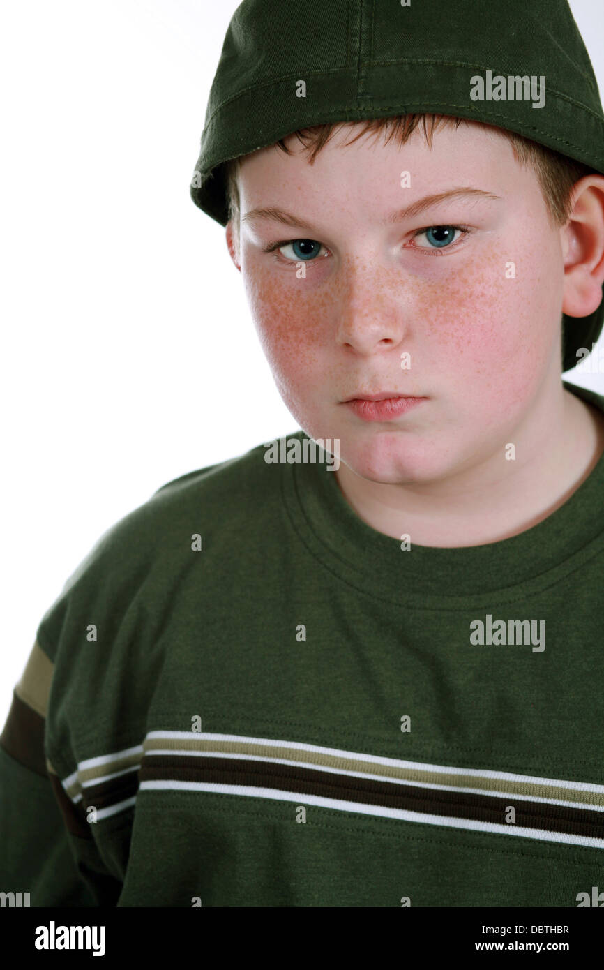 portrait of husky boy with freckles in hat Stock Photo - Alamy