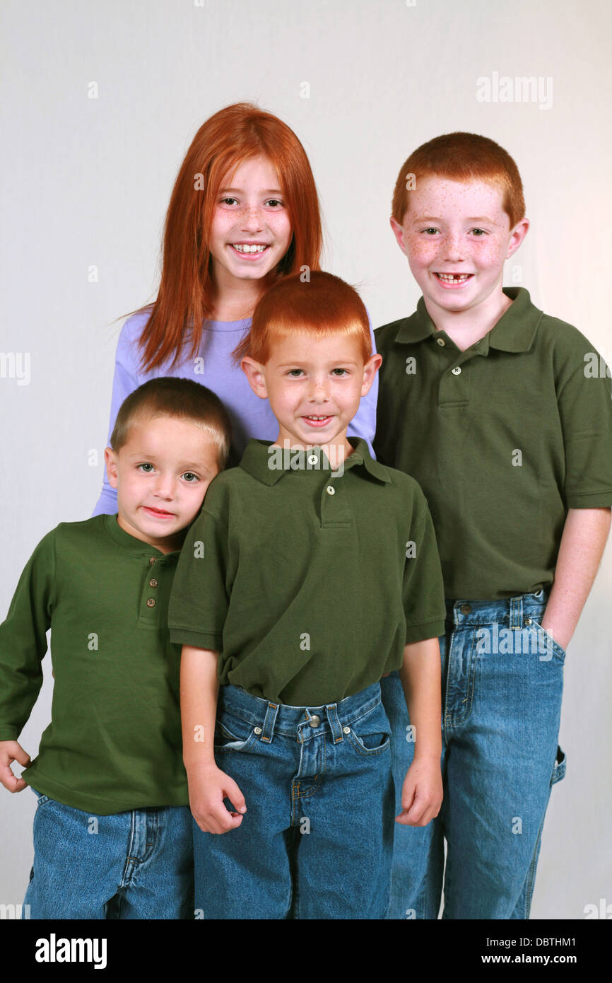 cute family of redhead kids with freckles Stock Photo - Alamy